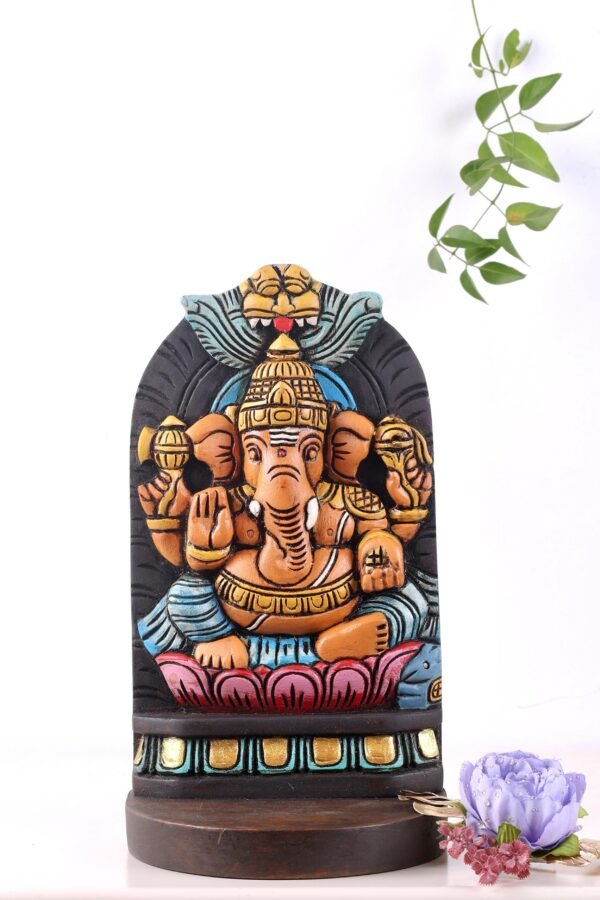 Wooden Yazhi Ganesha with Slab Wall Mount – Handmade Wooden Ganesha ...